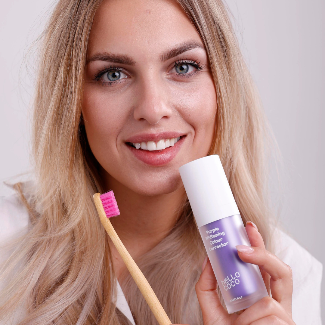 Funkce barevného korektoru hello coco pro bělení zubů s použitím ...